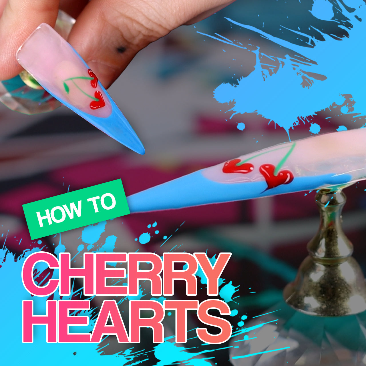 How To: Love Heart Cherry & French Tip Nail Art Tutorial 🍒💗 - Naio Nails