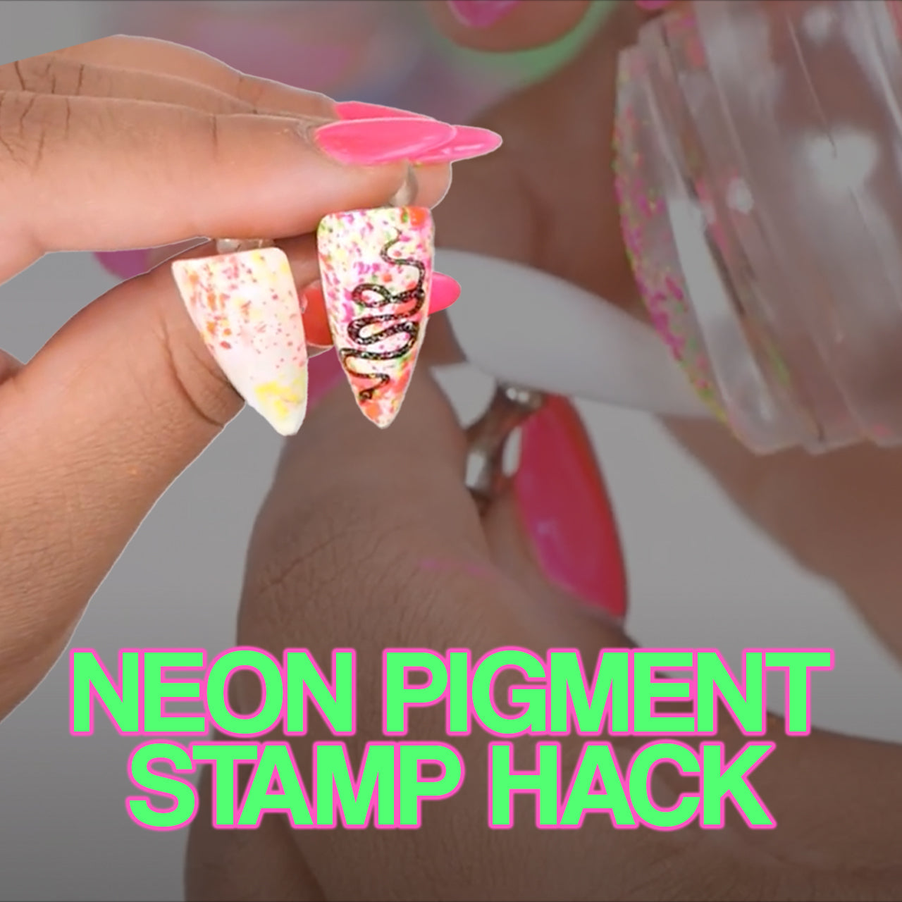 Neon Pigment Stamp Hack | Paint Splatter Effect Nail Art Tutorial🎨🖌️ ...